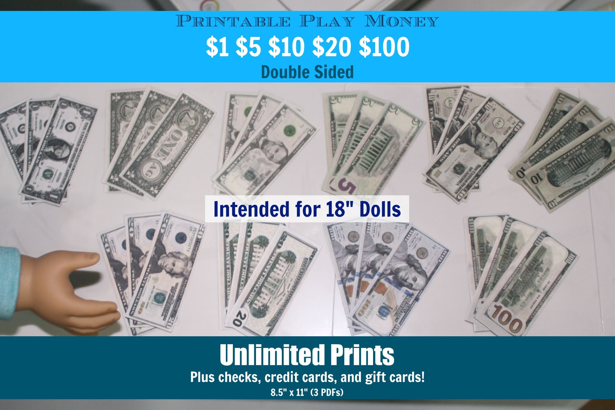 Play Money, Checks, Credit Cards Bundle Instant PDF Printable Download ...