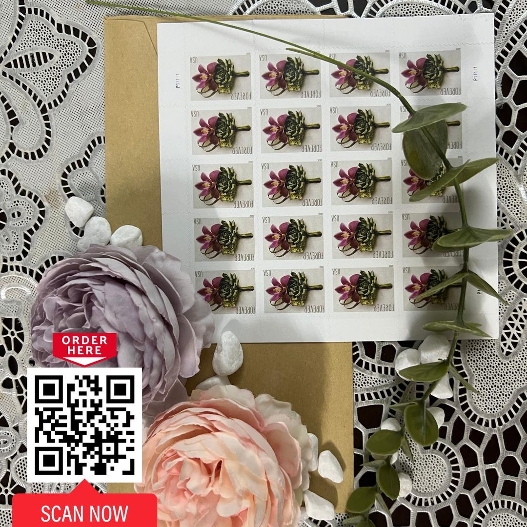 100 New US Flags Stamps Unused US Forever First Class Flowers Wedding ...