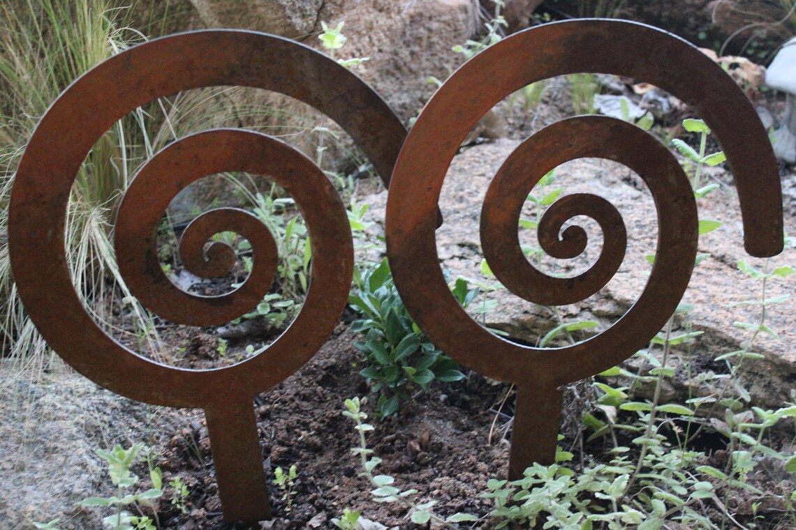 Large 12 Spiral Garden Stake Steel Garden Decor - Etsy