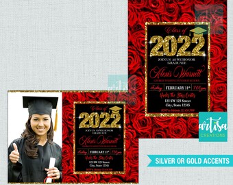 Red Black Graduation Invite - Etsy