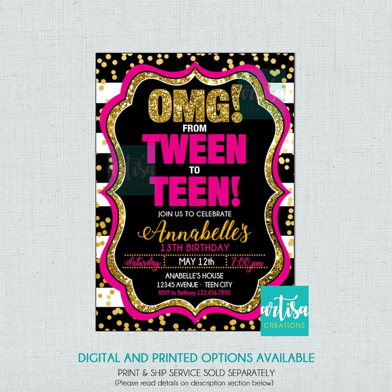 Teen Girl Invitation - Etsy