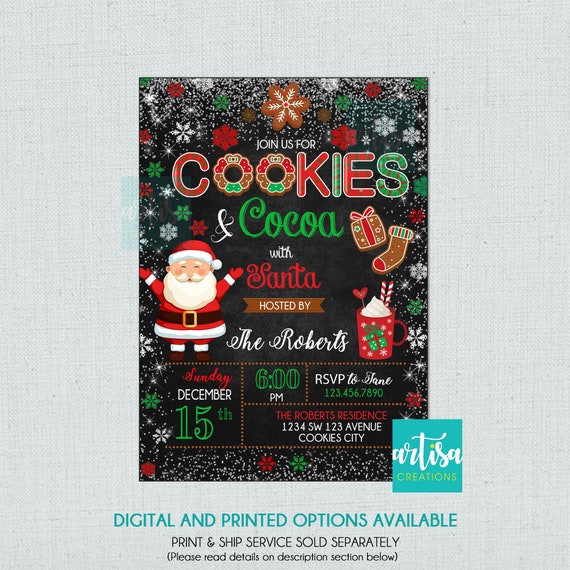 Cookies & Cocoa With Santa Invitation Cocoa and Cookies With | Etsy