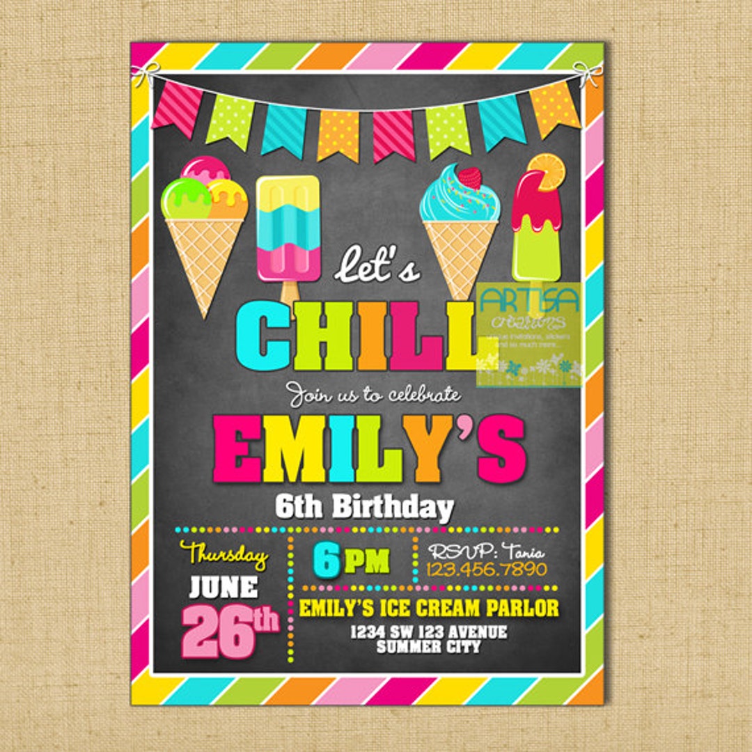 Ice Cream Party Invitation, Ice Cream Birthday Invitation, Ice Cream ...