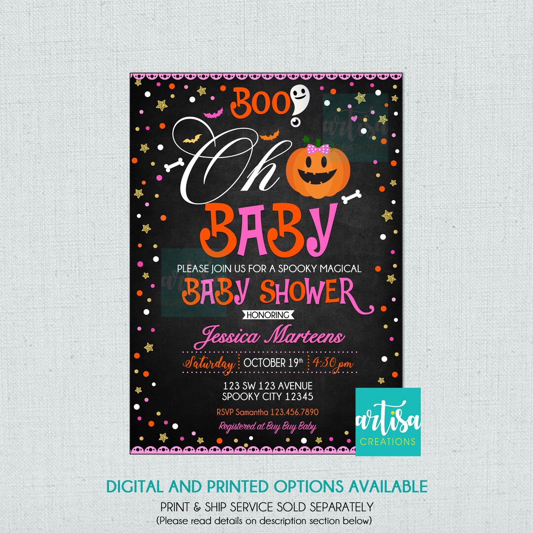 Halloween Baby Shower Invitation, Baby Girl Shower Halloween Invite ...