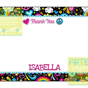 Peace & Love Birthday Invitation Printable File, Peace, Rainbow, Love ...