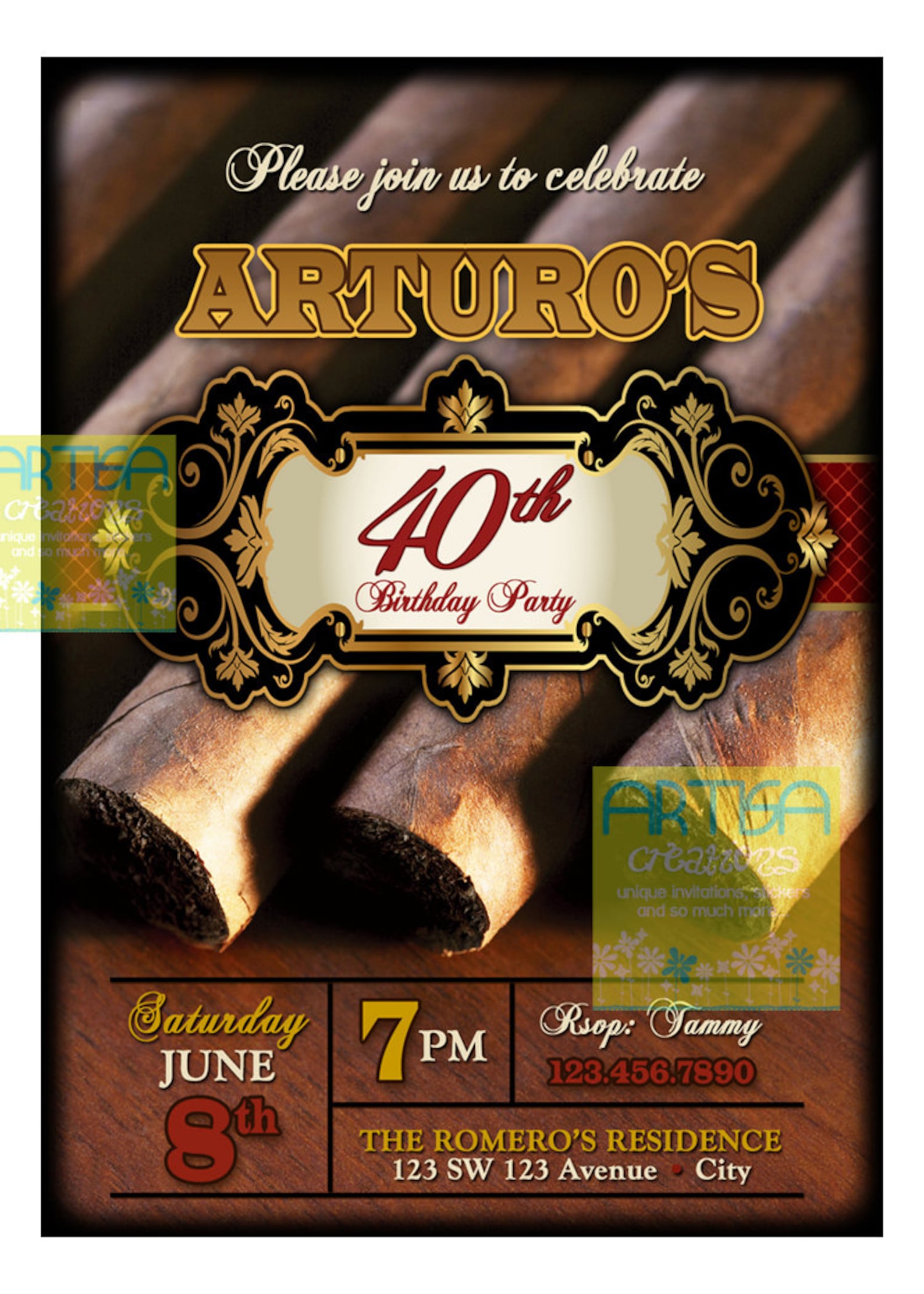 Cigar Invitation Adult Cigars Birthday Invitation Cigar | Etsy