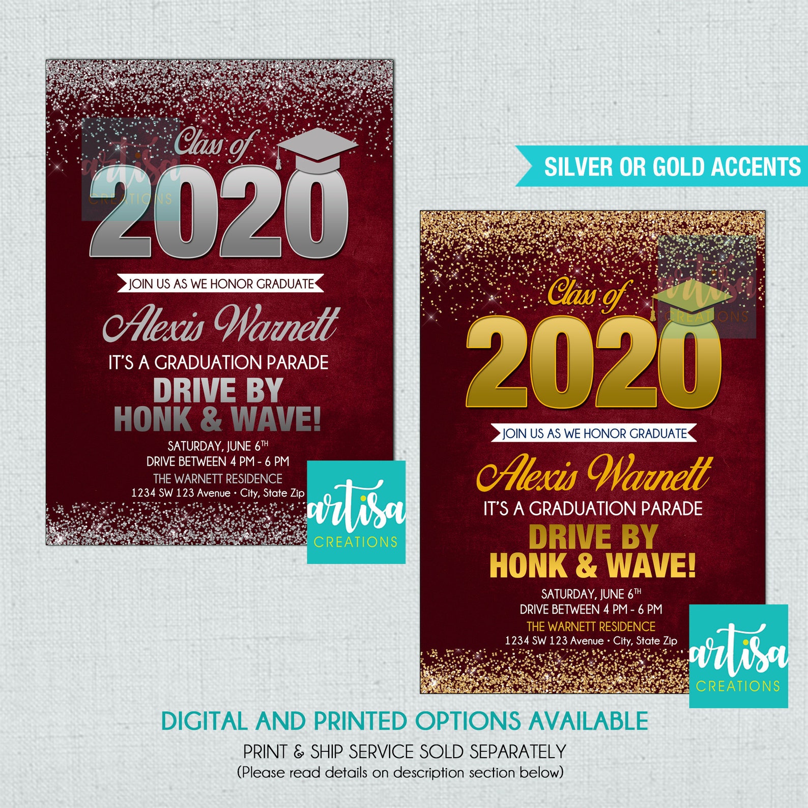 Burgundy Graduation Parade Drive by Graduation Invitation | Etsy