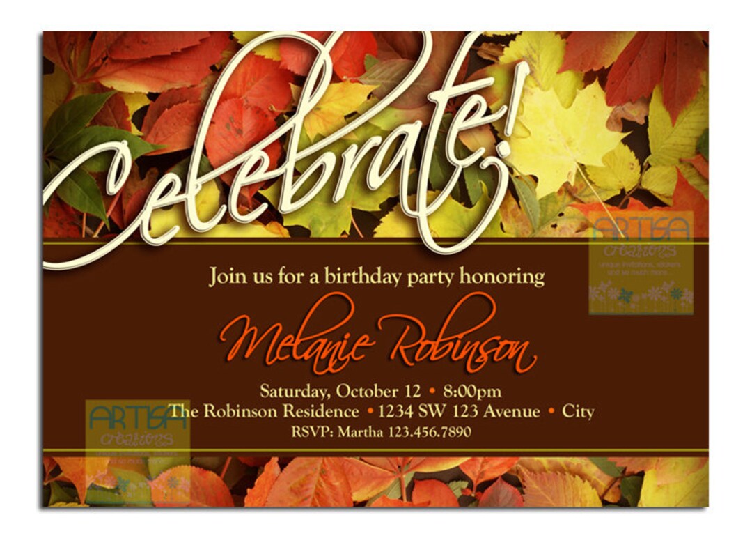 ANY OCCASION Fall Leaves Invitation - Autumn Leaves Invitations - Fall ...