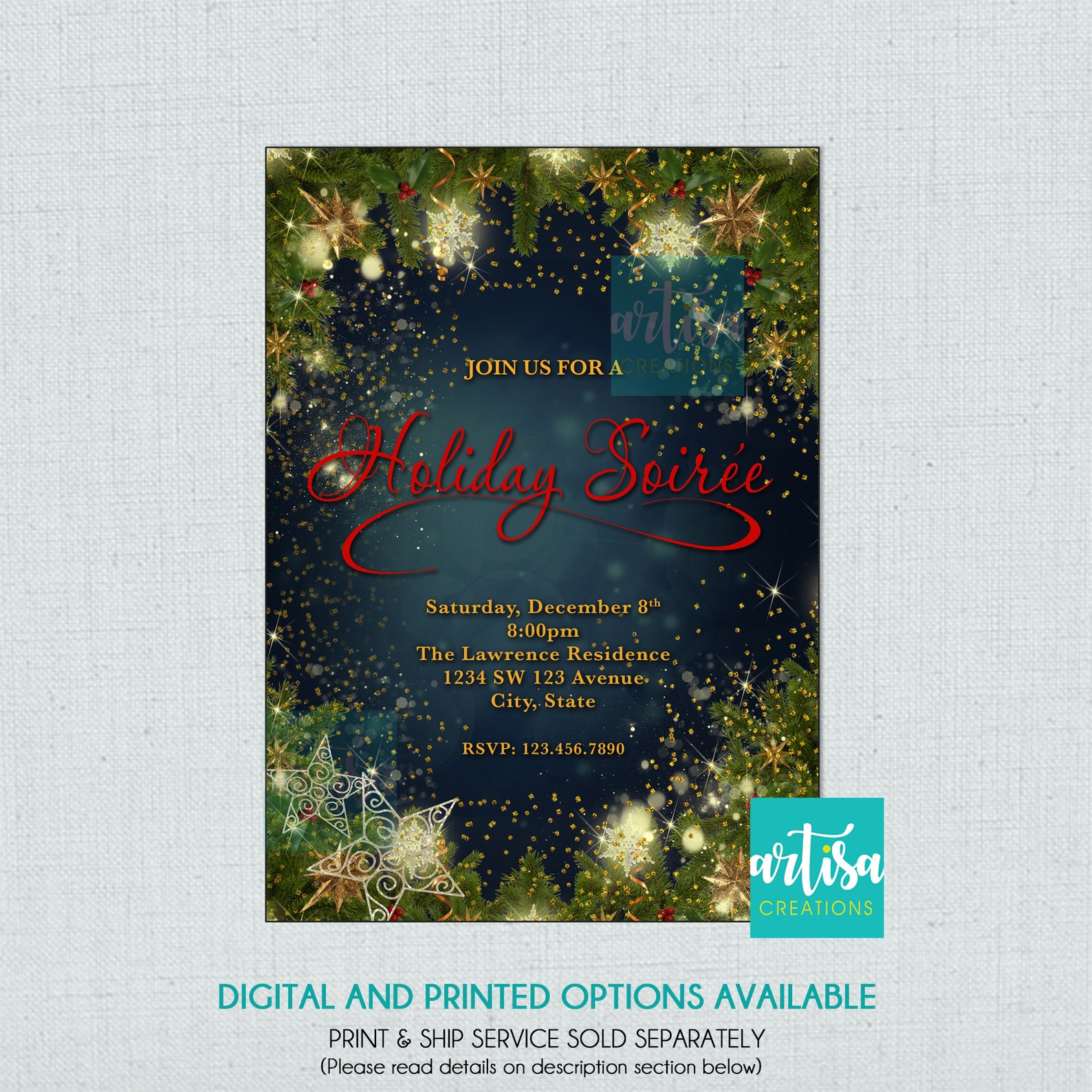 Holiday Soiree Invitation Holiday Party Invitation | Etsy