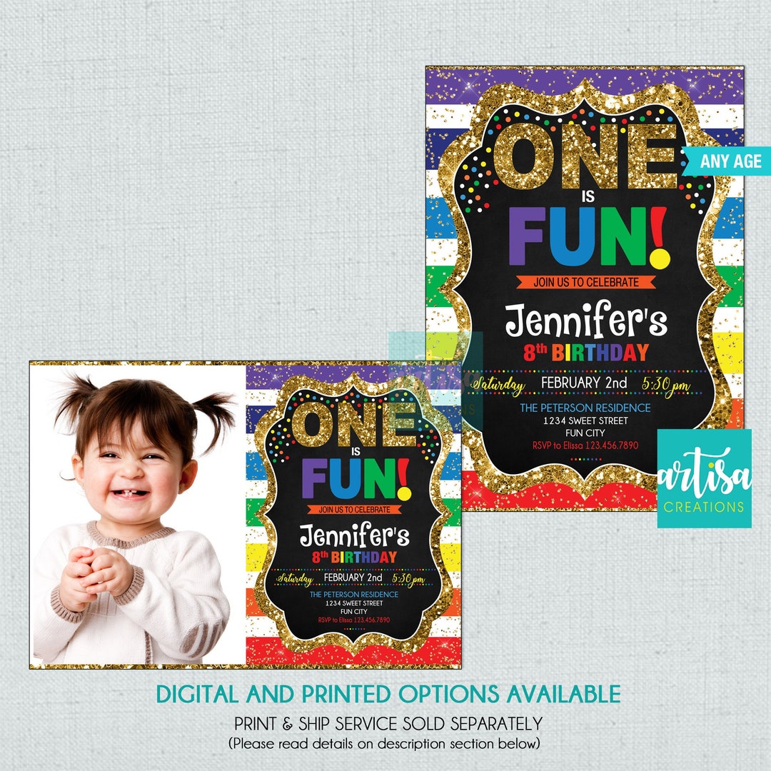 One is Fun Birthday Invitation, One is Fun Invitation, One is Fun ...