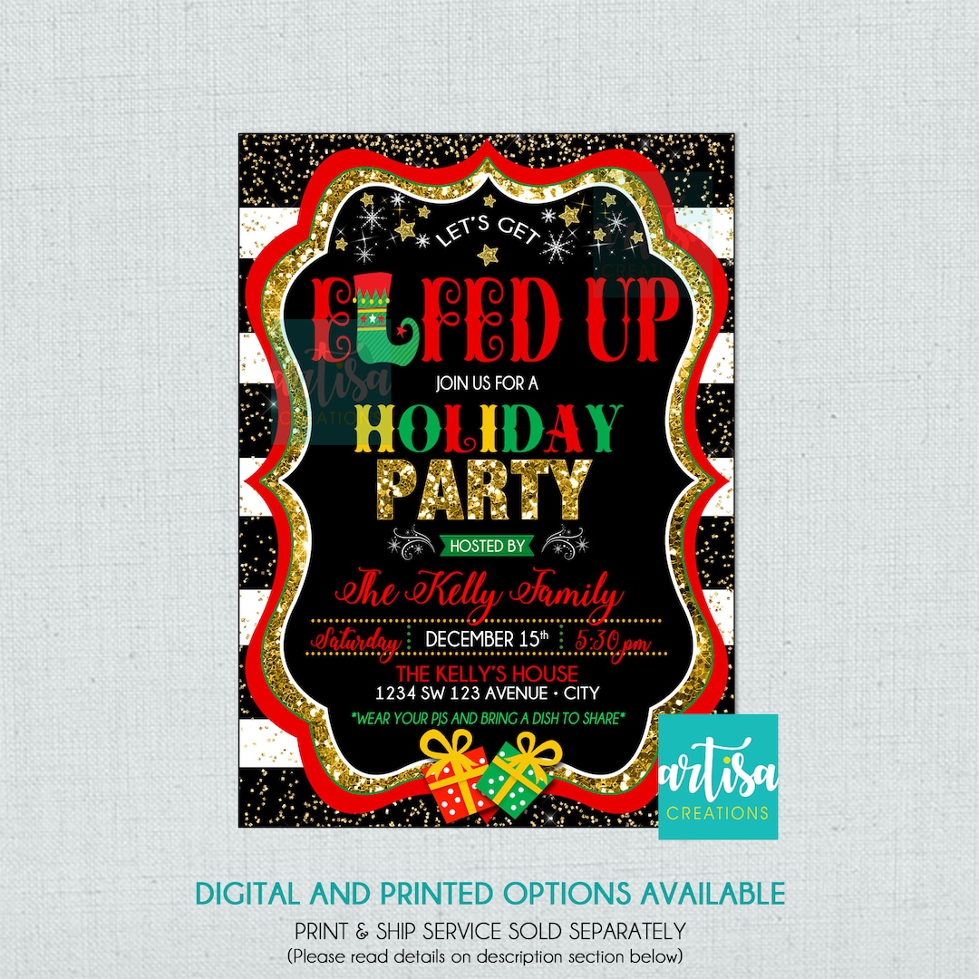 Lets Get Elfed up Party Invitation, Christmas Party Elf Invitation, Elf ...