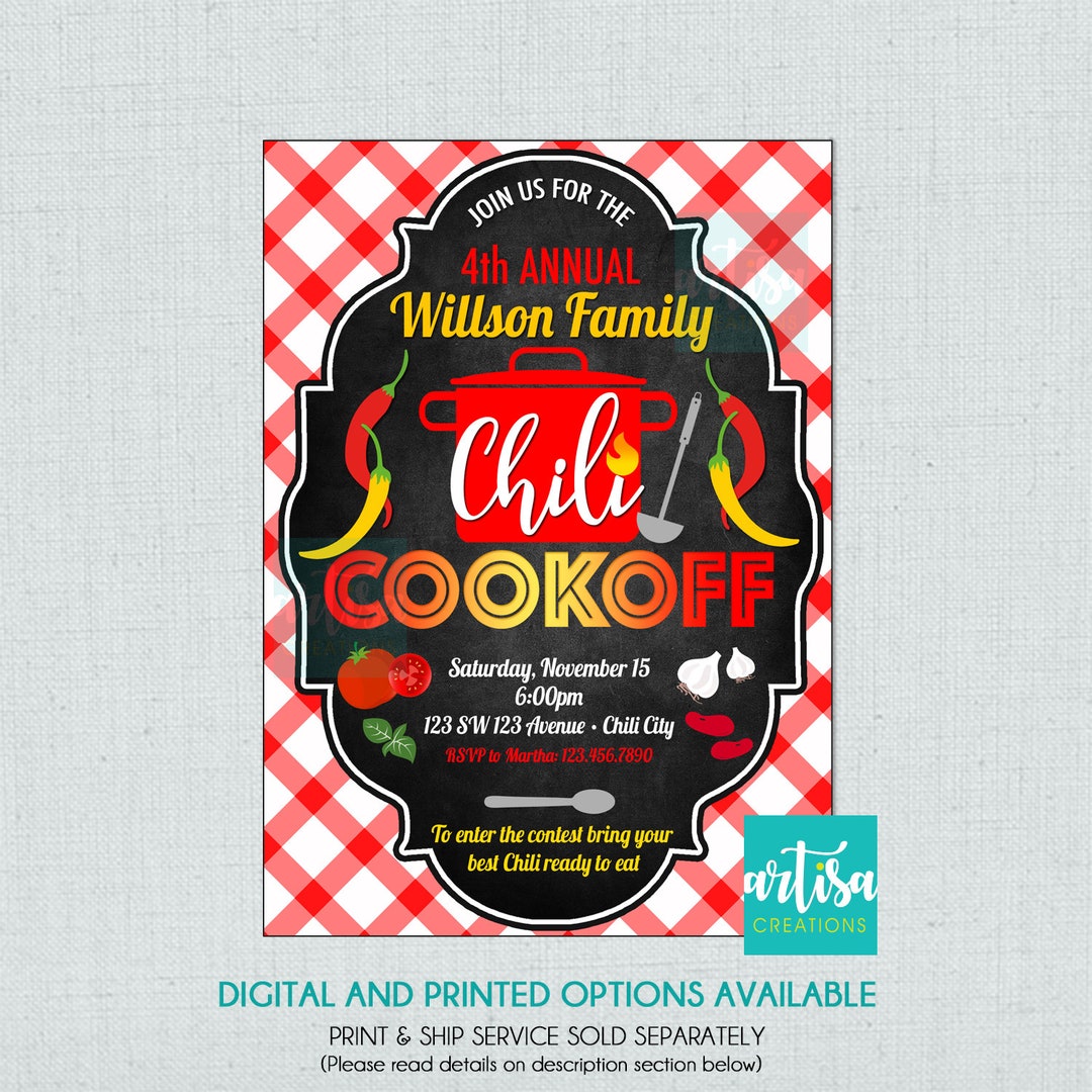 Chili Cookoff Invitation, Chili Cookoff Party, Chili Competition ...