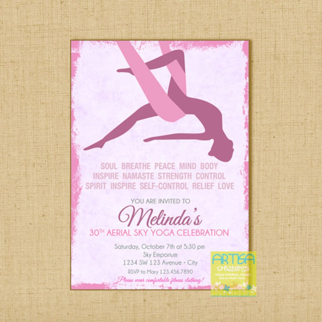Aerial Yoga Invitation, Aerial Yoga Birthday Invitation, Yoga Party ...