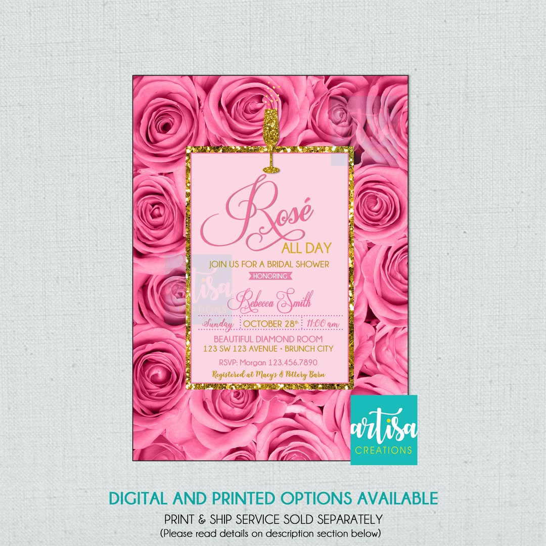 Rose All Day Invitation, Rosé All Day Invitations, Rose All Day Bridal ...