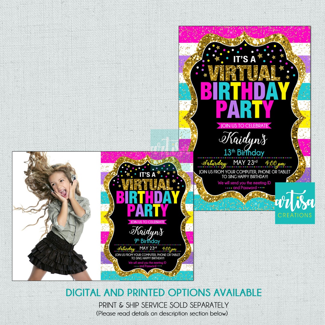 Virtual Birthday Invitation, Virtual Hangout Invitations, Virtual Party ...