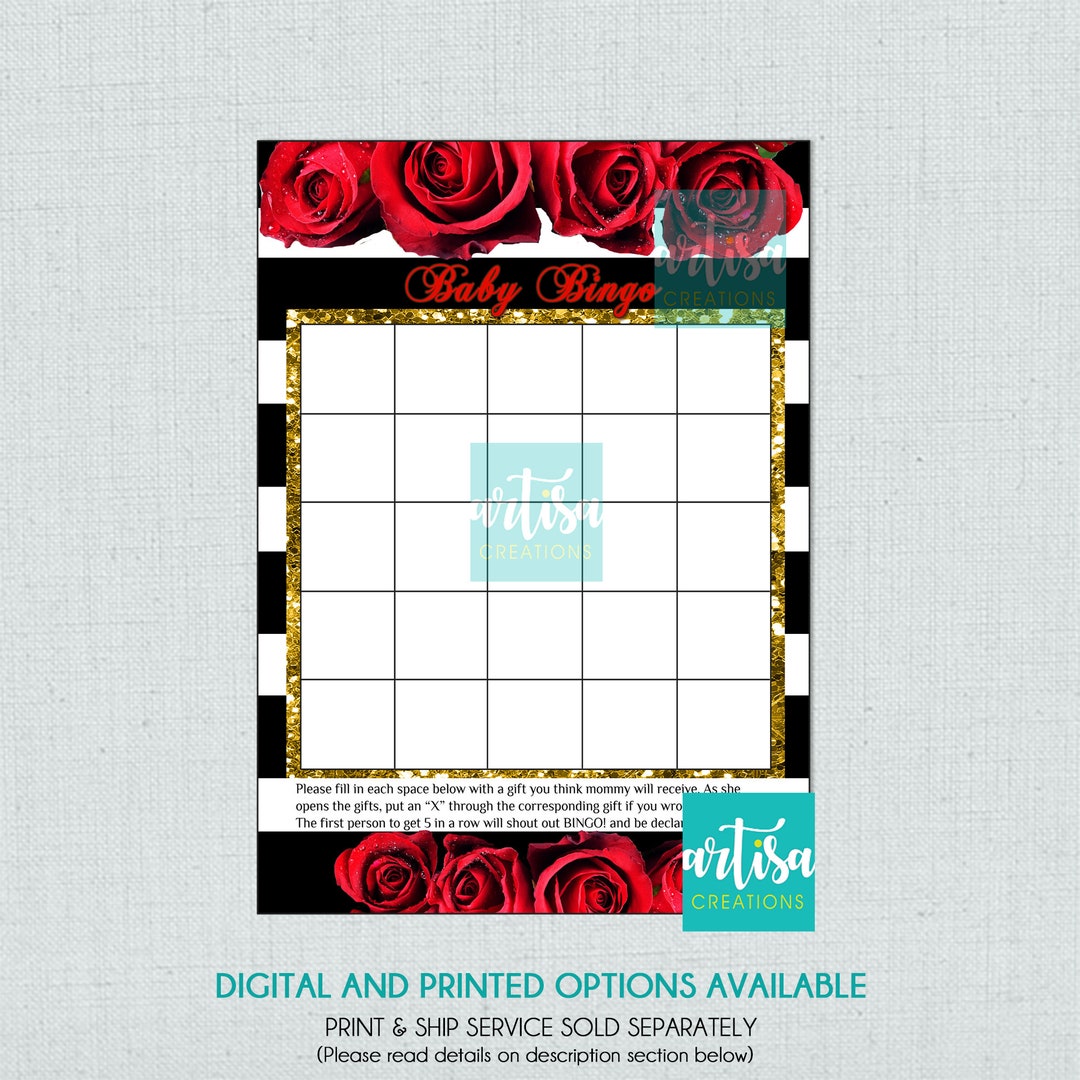 Red Roses Baby Shower Bingo, Red Roses Baby Bingo, Red Roses Baby ...