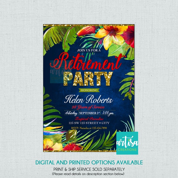 Retirement Party Tropical Invitation - Etsy