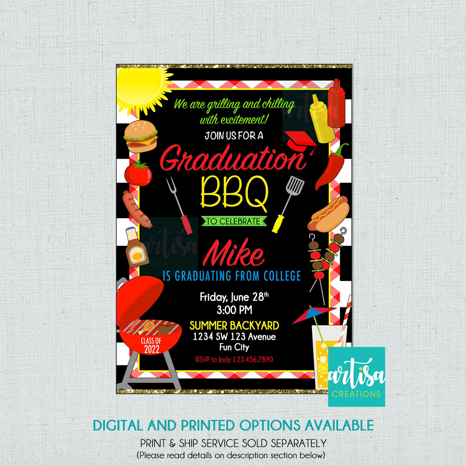 Graduation BBQ Invitation Graduate Bbq Birthday Invitation - Etsy