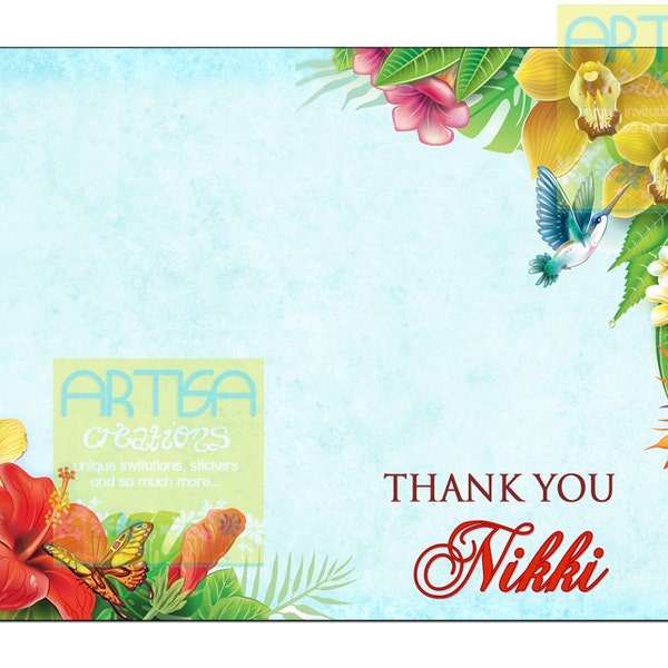 Luau Thank You Card - Etsy