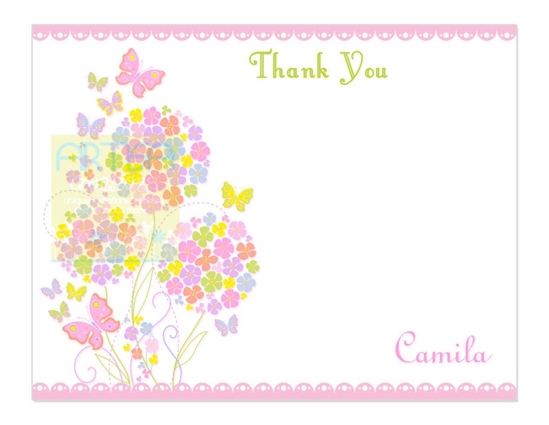 Pastel Colors Butterfly and Flowers Thank You - Light Colors ...