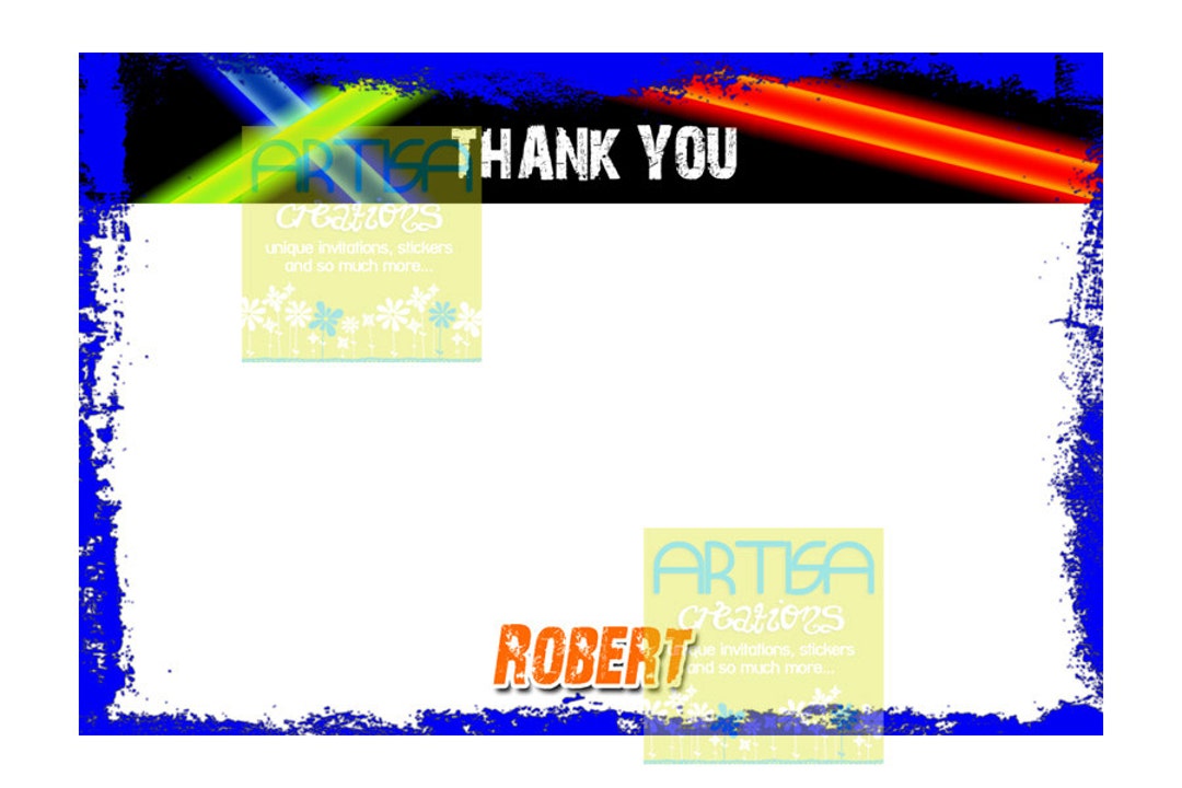 Laser Tag Birthday Printable Thank You Card - Lasertag Thank You DIY ...