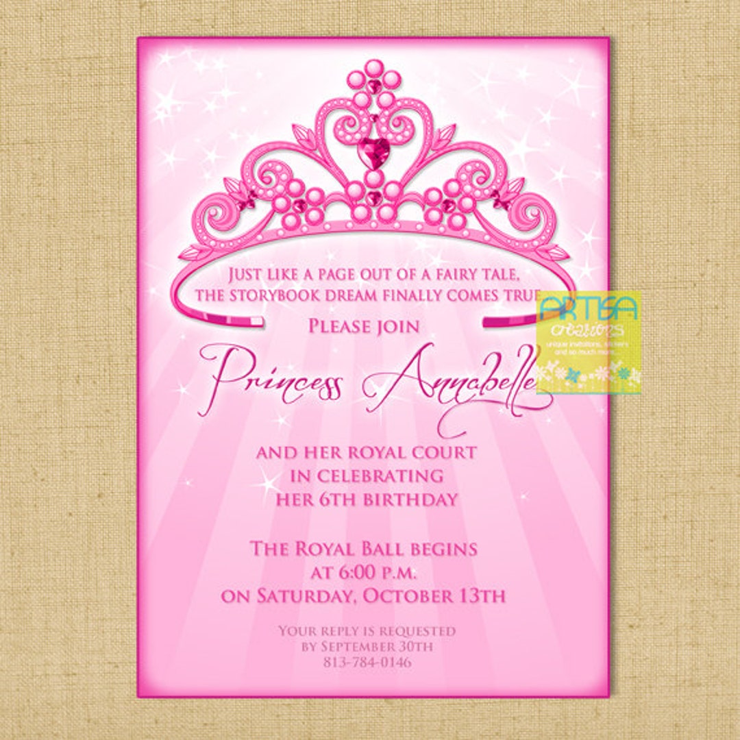 Princess Birthday Invitation DIY - Princess Crown Birthday Invitation ...