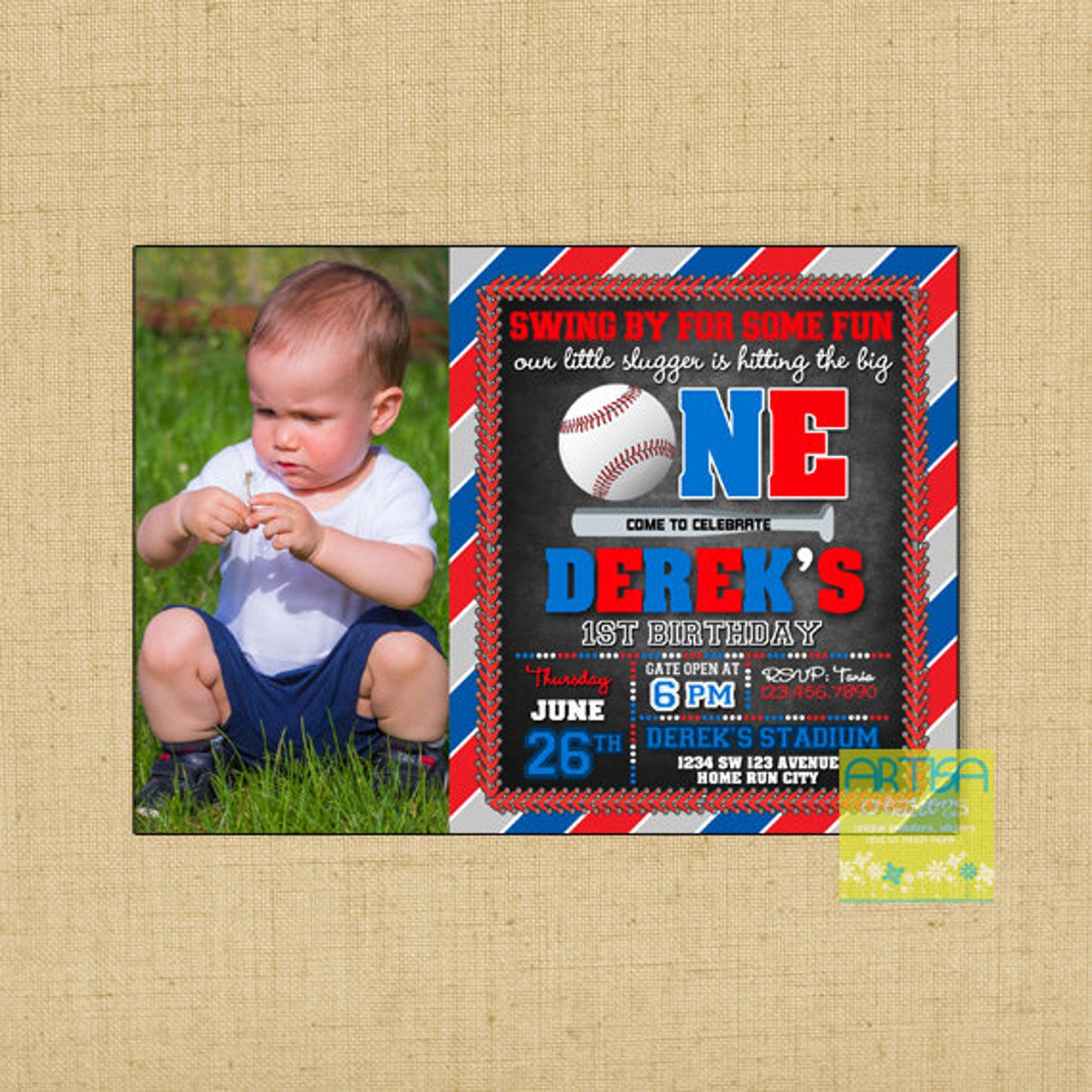 Baseball 1st Birthday Invitation, Baseball Invitation, Baseball One ...