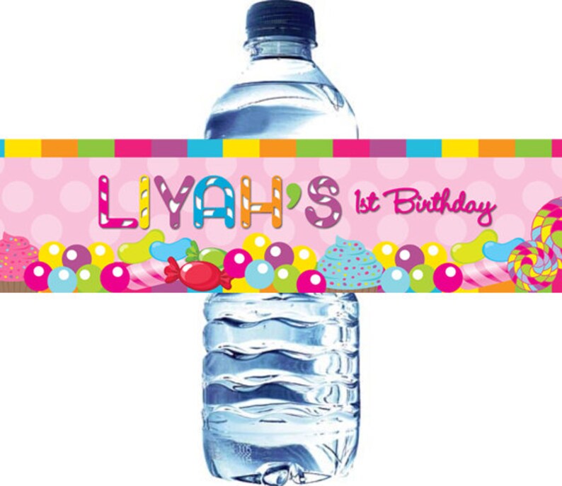 Candy Water Label Candies Water Label Sweets Birthday Water - Etsy