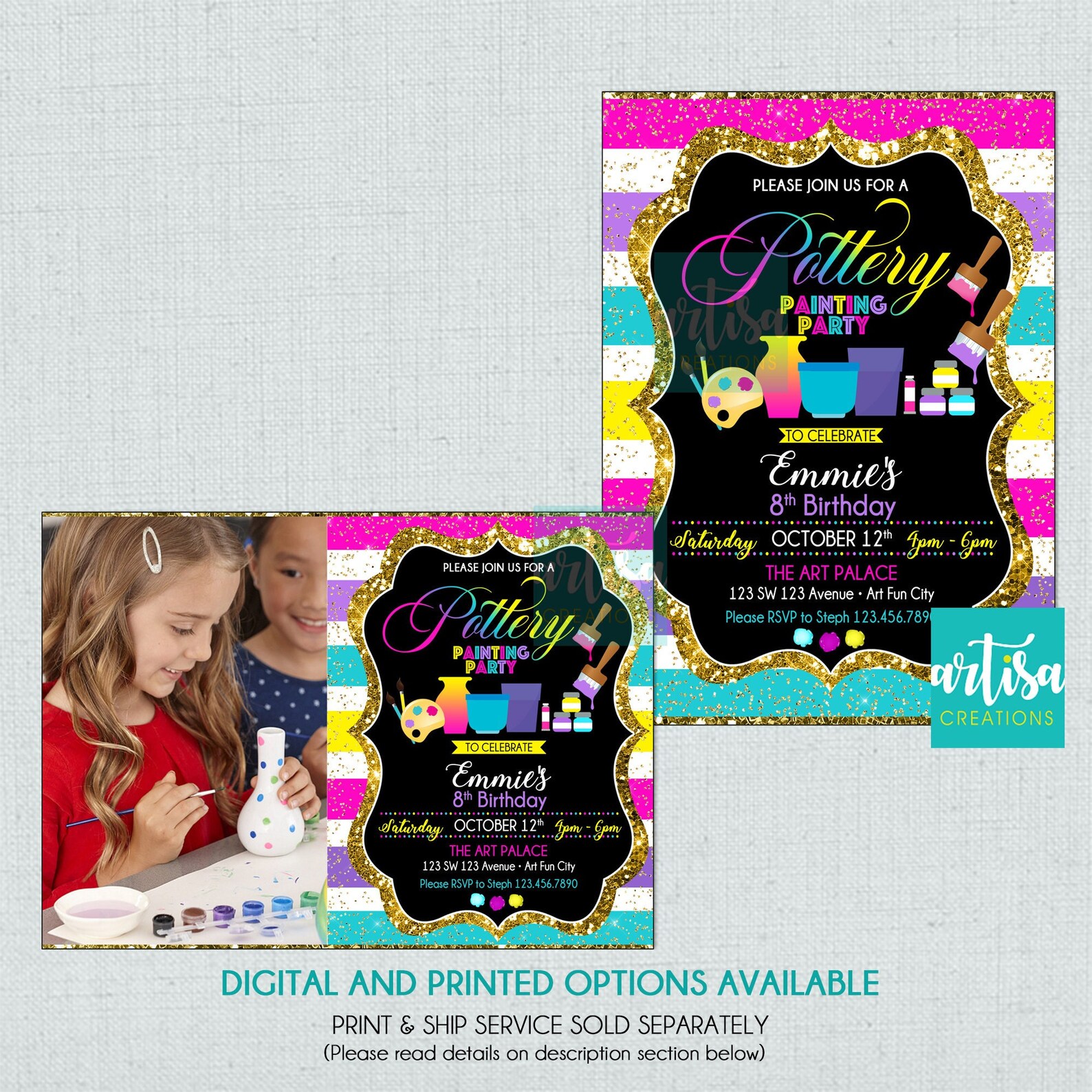 Pottery Party Invitation, Pottery Painting Party Birthday Invite ...