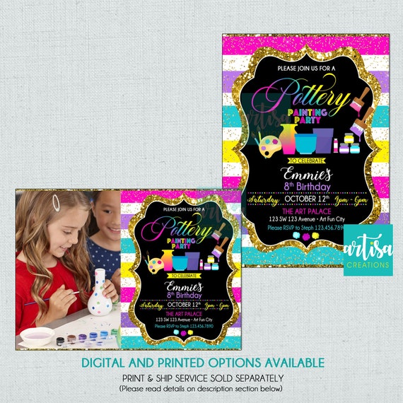 Pottery Party Invitation Pottery Painting Party Birthday | Etsy