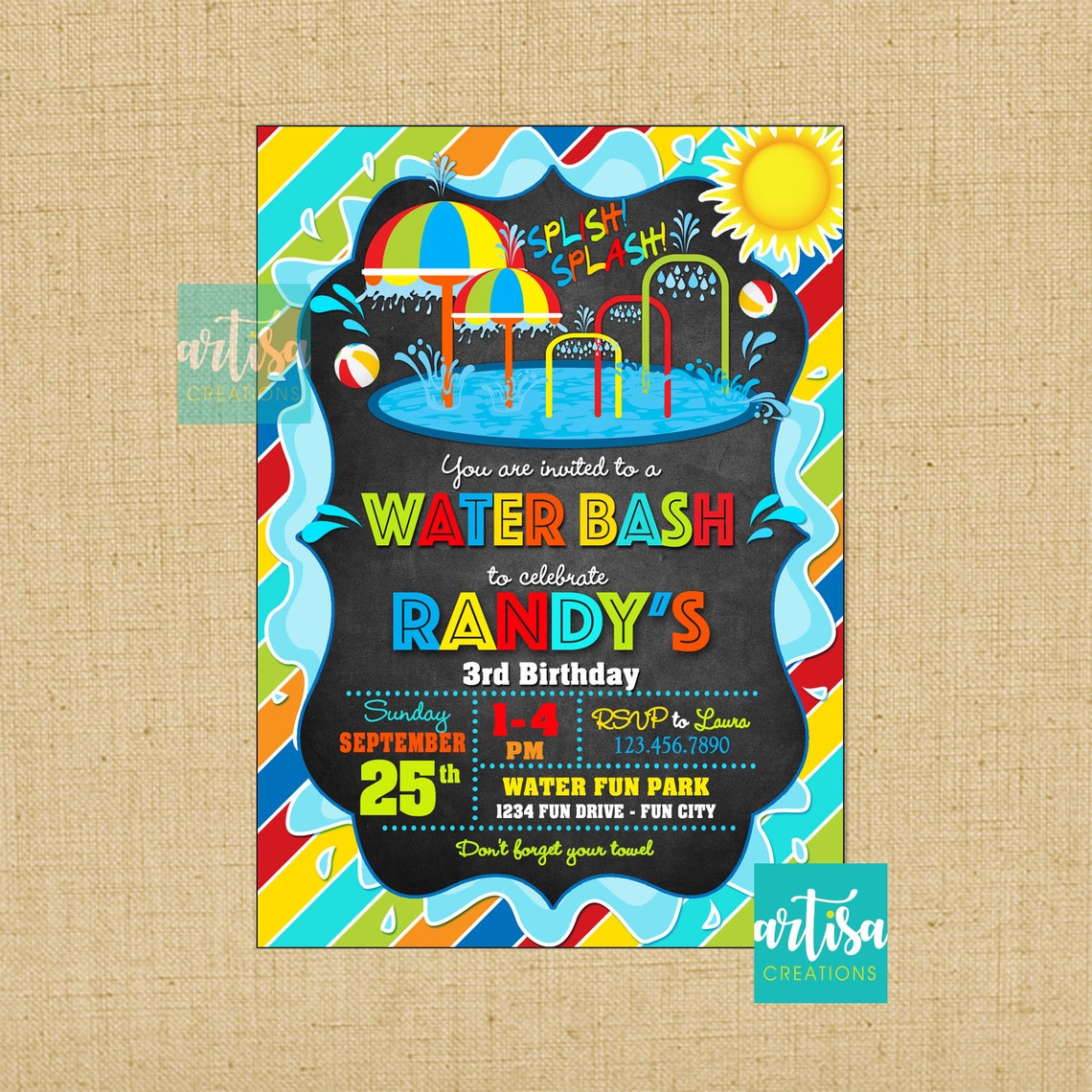 Water Bash Invitation Splash Splash Invitation Water Park - Etsy