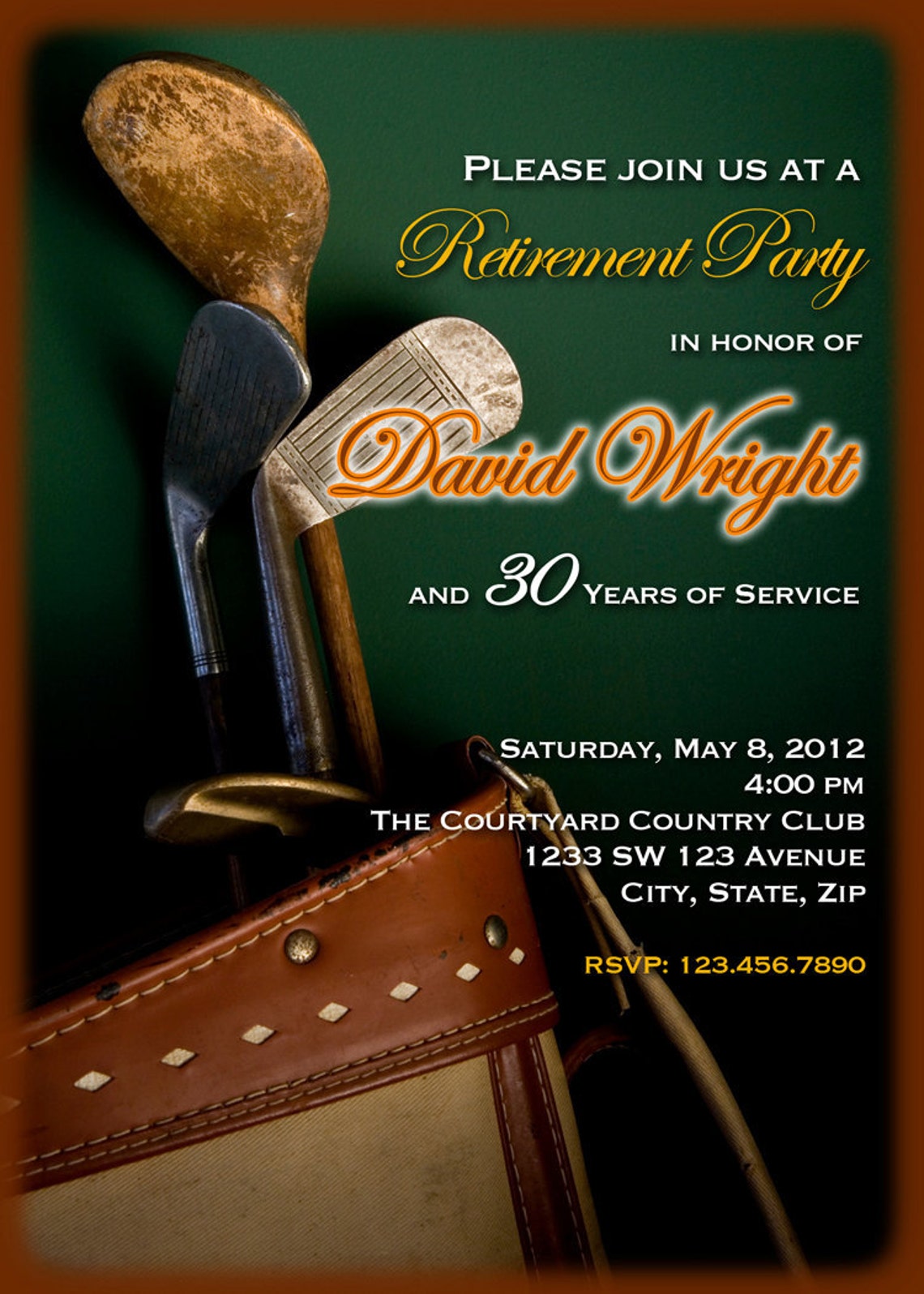 Golf Retirement Invitation Printable File DIY Golf Birthday - Etsy