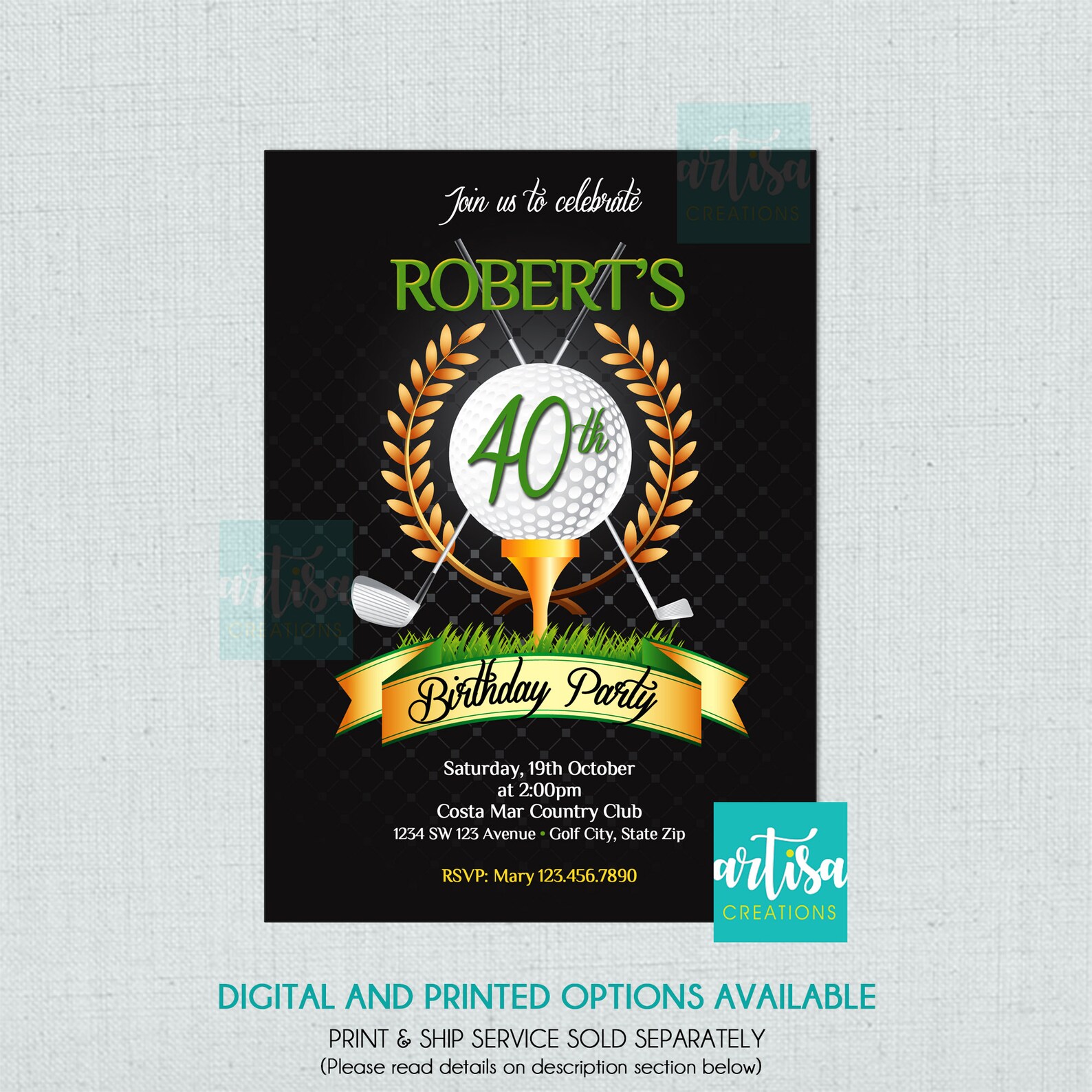 Golf Invitation Golf Birthday Invitation Hole in One Invite - Etsy