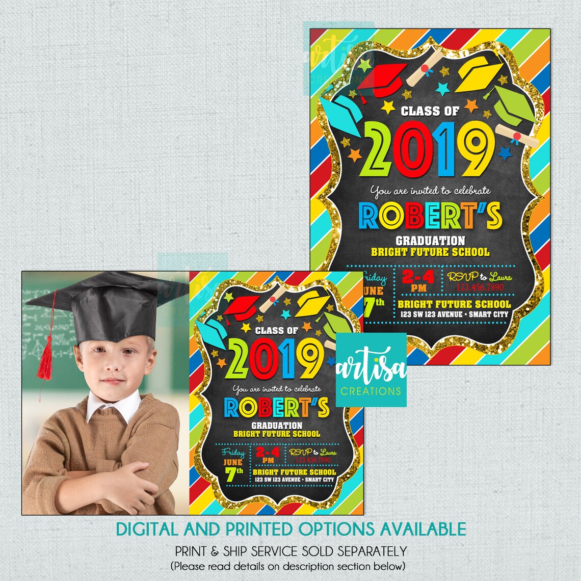 Kid Graduation Invitation Elementary School Invitation - Etsy