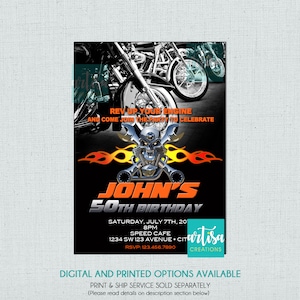 Motorcycle Invitation Printable File DIY, Bike Birthday Invitation ...