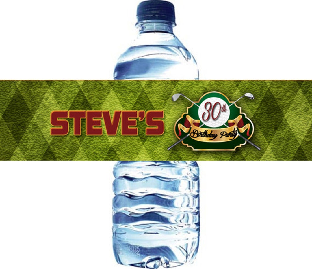 Golf Water Bottle Label Digital File - Golf Club and Balls Water Bottle ...