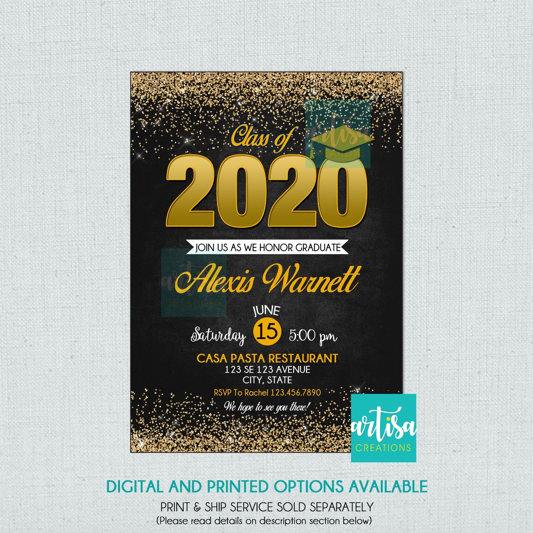 Black and Gold Graduation Invitation, Black Gold Graduation Invitation ...