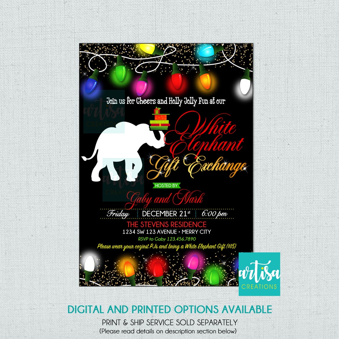 White Elephant Gift Exchange Invitation, White Elephant Gift Invitation ...