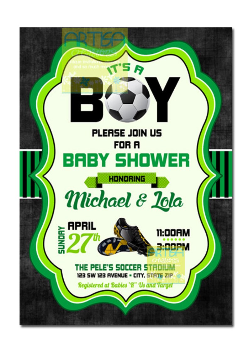 Soccer Baby Shower Invitation Soccer Boy Baby Shower | Etsy