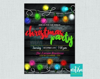Colorful Christmas Invitation - Etsy
