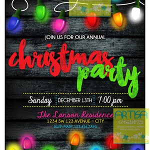 Christmas Lights Party Invitation, Colorful Lights Invitation, Lights ...
