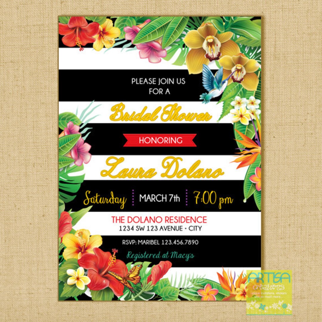 Hawaiian Party Invitation, Luau Party, Hawaiian Theme Invitation for ...