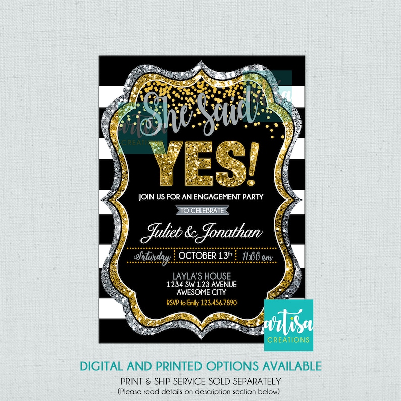 She Said Yes Invitation She Said Yes Invitation Engagement | Etsy