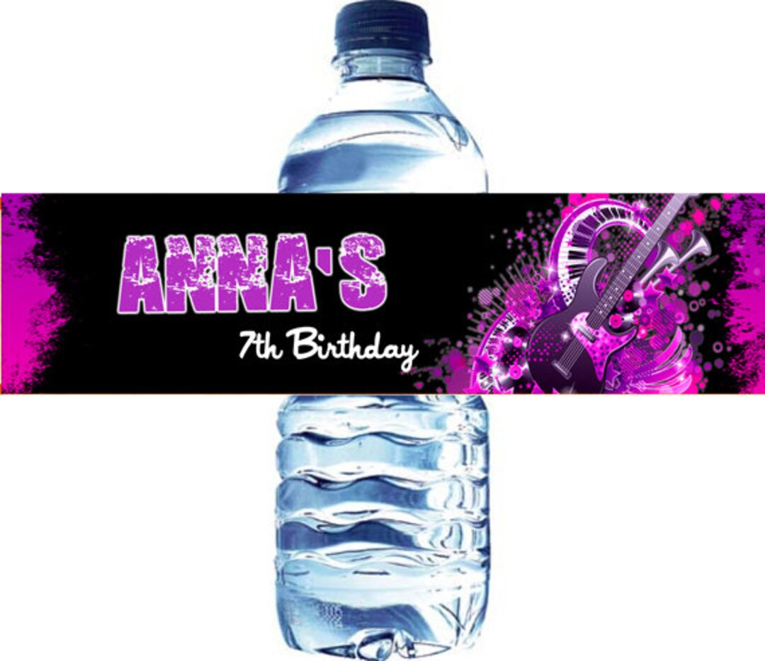 Rock Party Water Bottle Label - Rock Star Water Bottle Label - Rock and ...