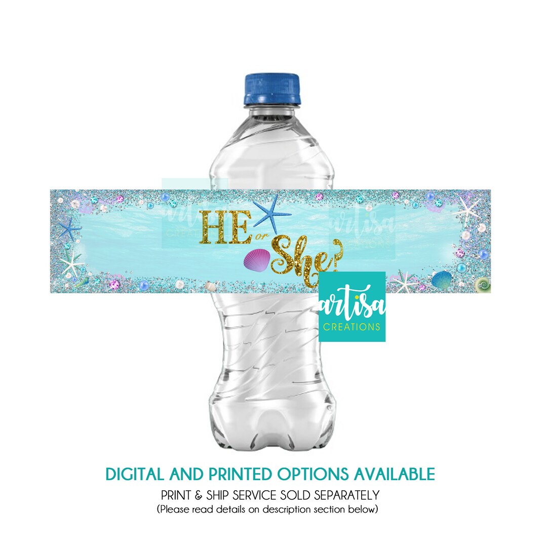 Under the Sea Gender Reveal Water Label, Under the Sea Boy or Girl, Sea ...