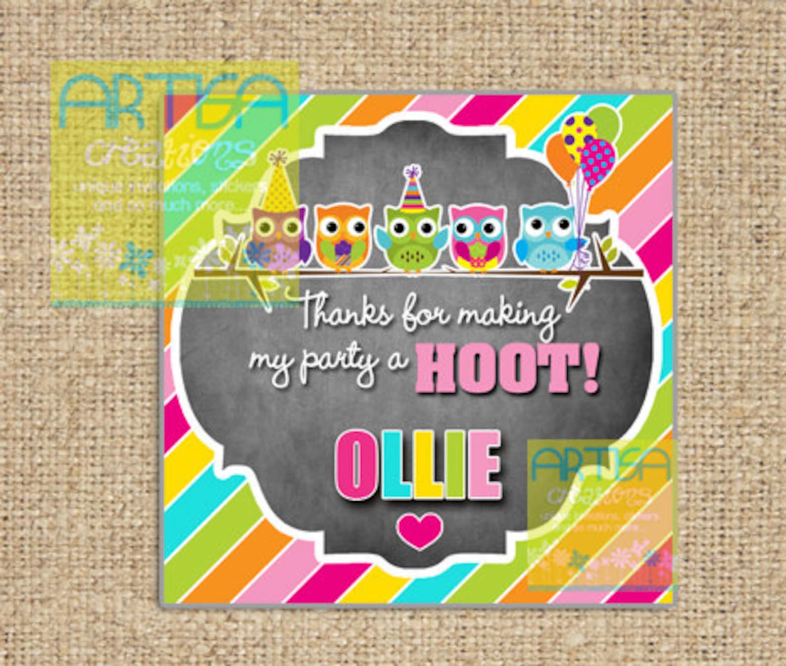 Owl Birthday Invitation Colorful Owl Birthday Invitation DIY - Etsy