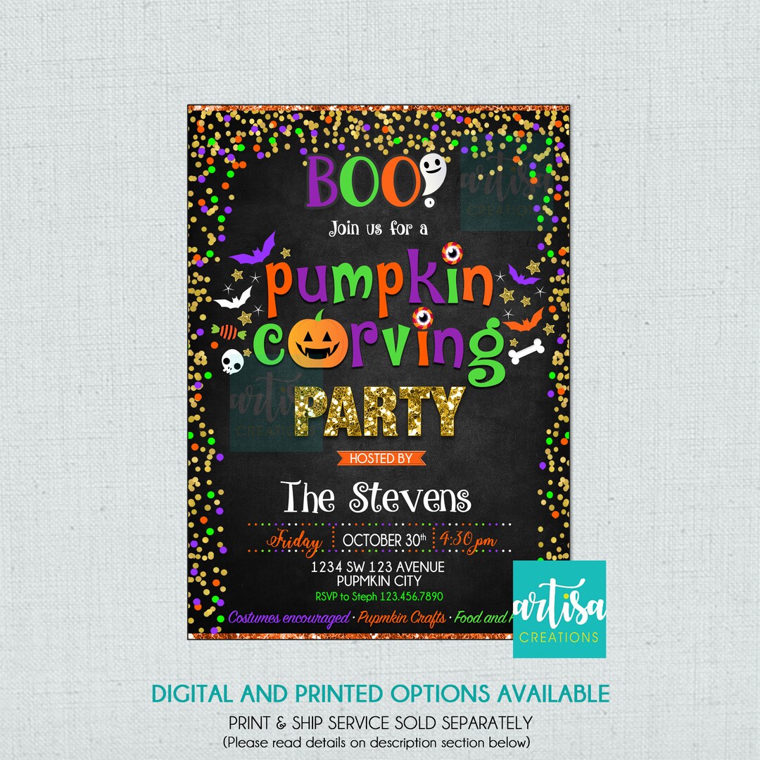 Pumpkin Carving Party Invitation, Pumpkin Decorating Party Invitations ...