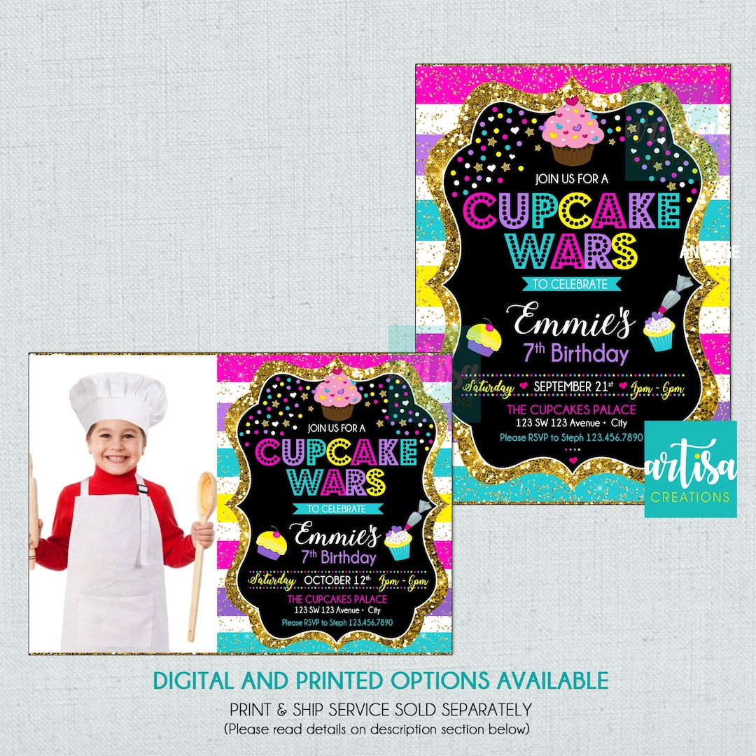 Cupcake War Invitation, Cupcakes Birthday Invitation, Cupcakes War ...
