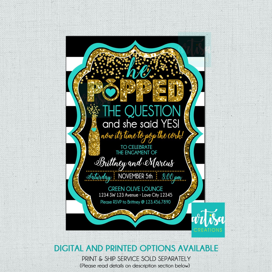 He Popped the Question Invitation, He Popped the Question Engagement ...
