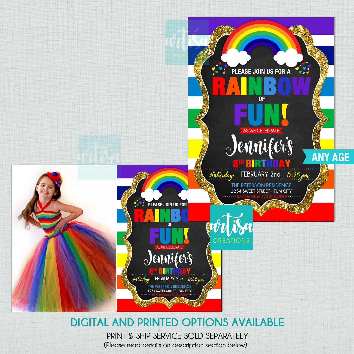 Rainbow Invitation, Rainbow Birthday Invitation, Over the Rainbow ...